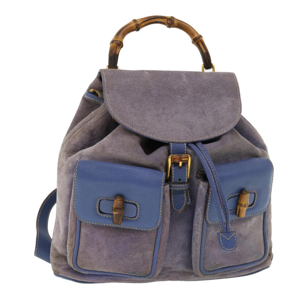 Gucci | Bags | Gucci Backpack Suede Leather Blue Auth Cl359 | Poshmark